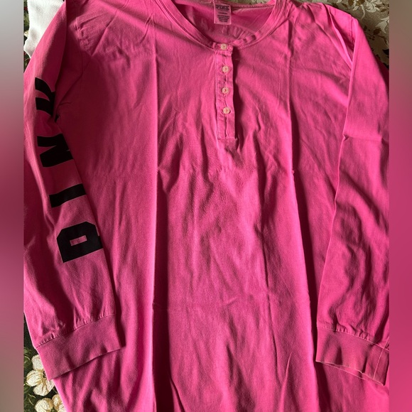 PINK Victoria's Secret | Tops | Pink Long Sleeve Henley Shirt Largr ...